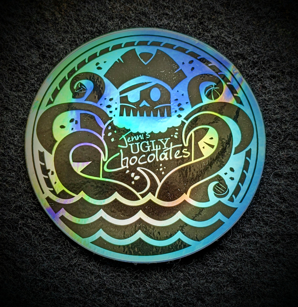 Chocto Pirate Sticker: 3 inch Holograhic – Jenni's UGLY Chocolates